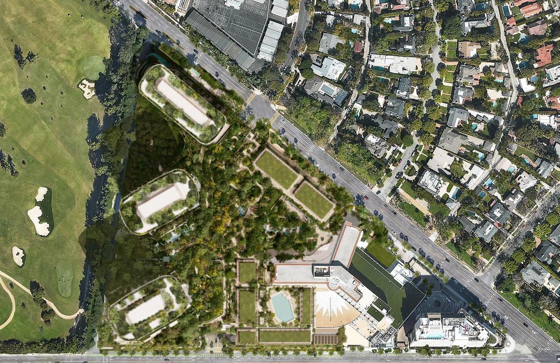 Construction goes vertical for sprawling One Beverly Hills project | Urbanize LA